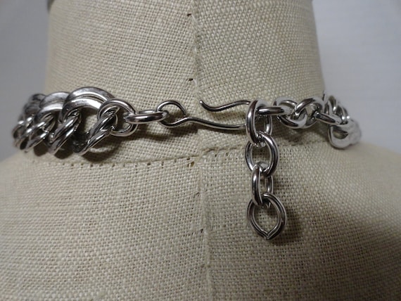 Vintage Monet Double Link Chain Necklace Wide Silver … - Gem