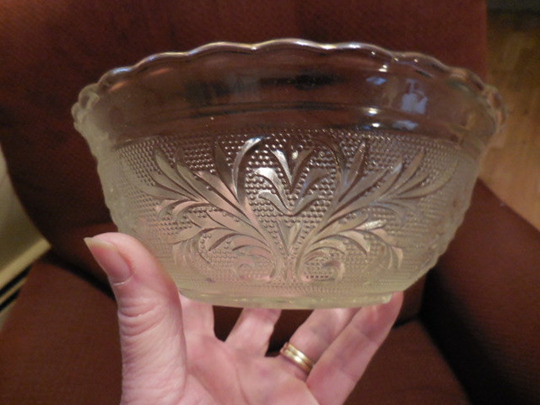 Vintage Anchor Hocking Small Bowl Sandwich Pattern Clear Glass Single ...