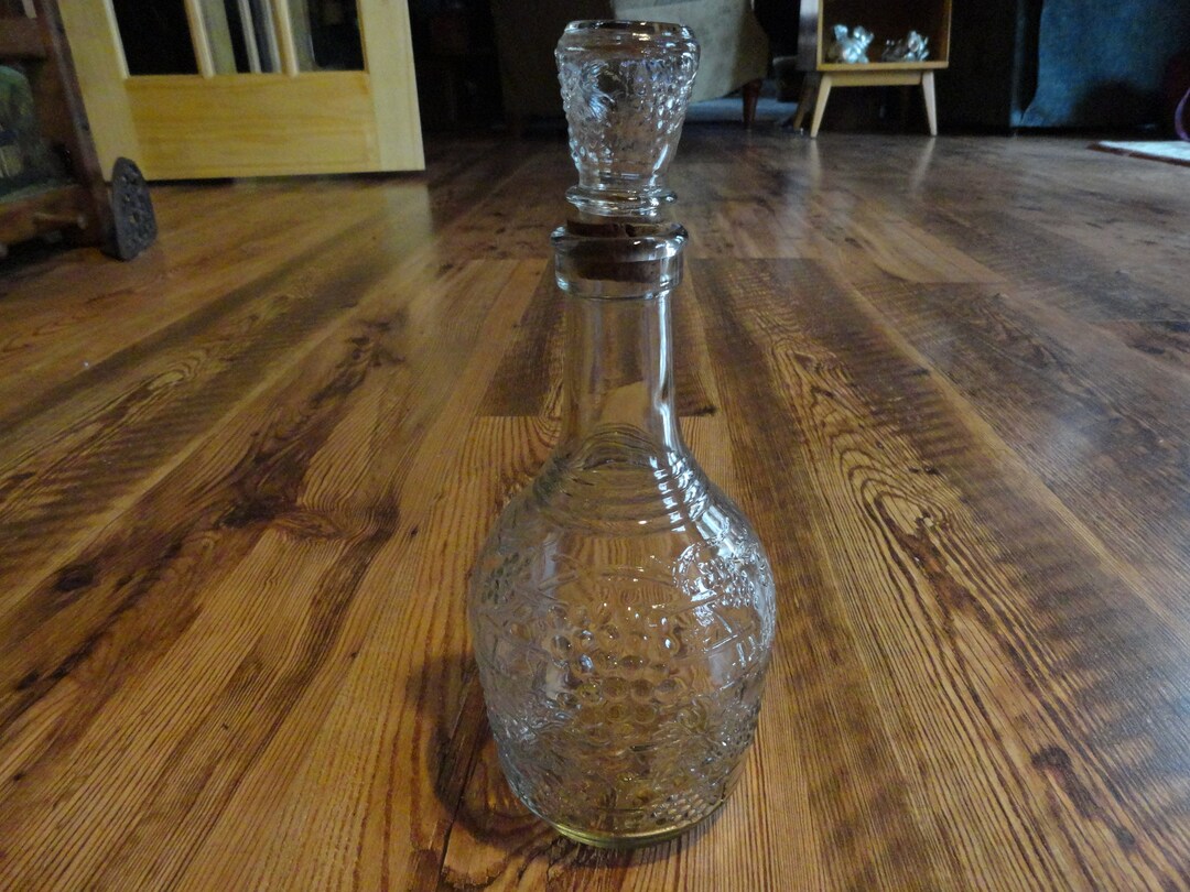 Vintage Liquor Decanter Round Clear Glass Bottle 1950s 1960s Knox Glass ...