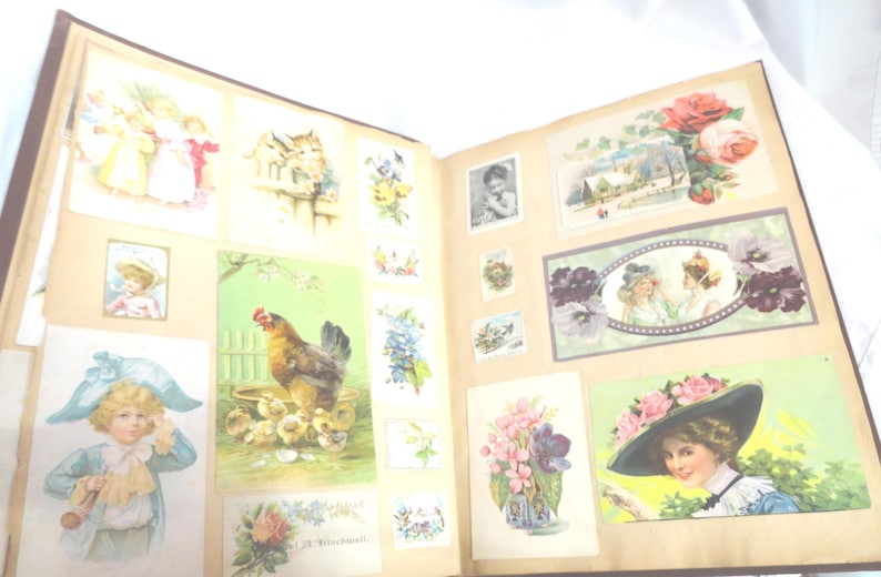 Antique Scrapbook With Gold Lettering, Scrap Book, 1800s-1900s, Full ...