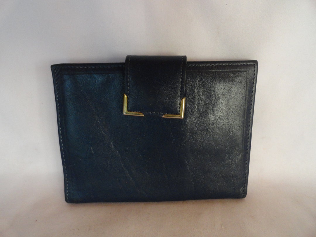 Vintage Women's Princess Gardener Wallet Navy Blue Full Grain Cowhide ...