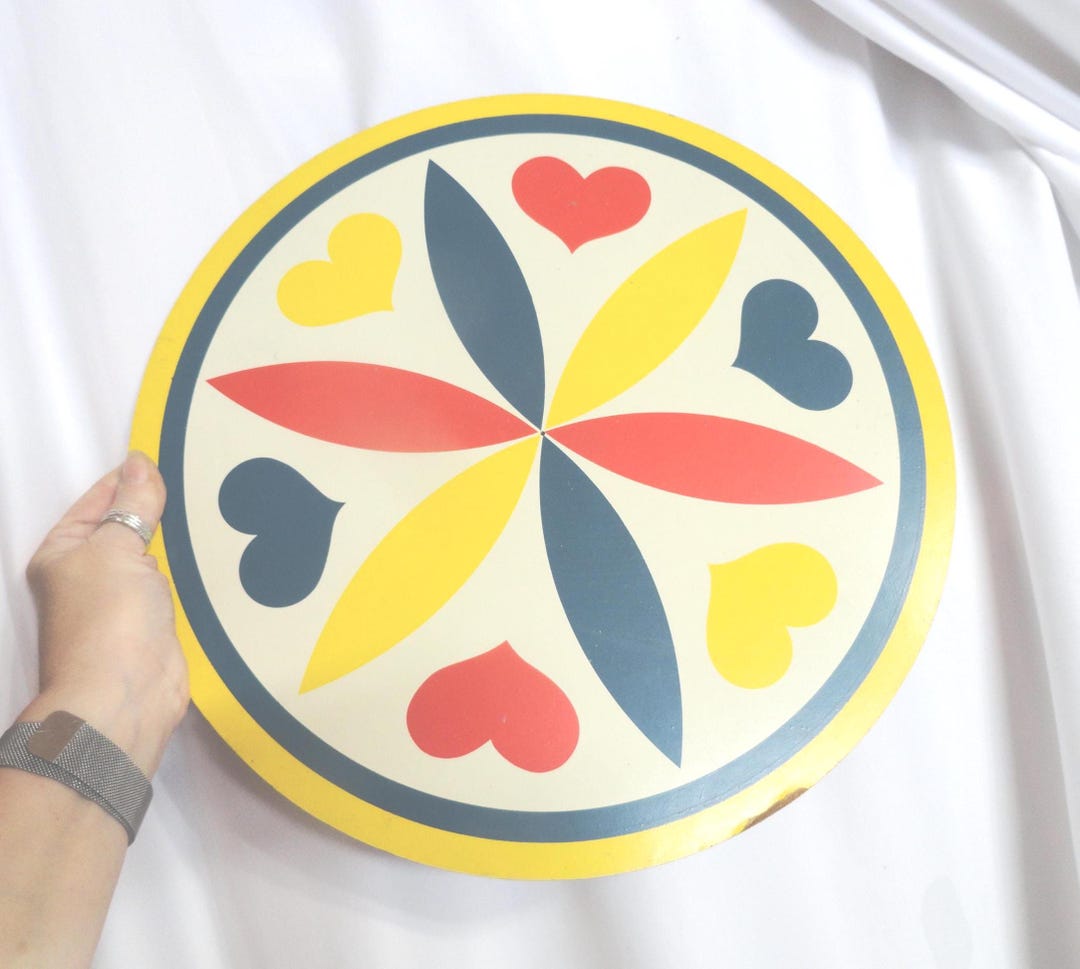 Vintage Hex Love Sign Pennsylvania Dutch Large Red Blue Yellow Hearts ...