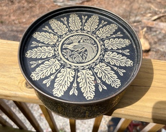 Vintage Guildcraft Cake Tin Gold & Black Bird Embossed Sides Wooden ...