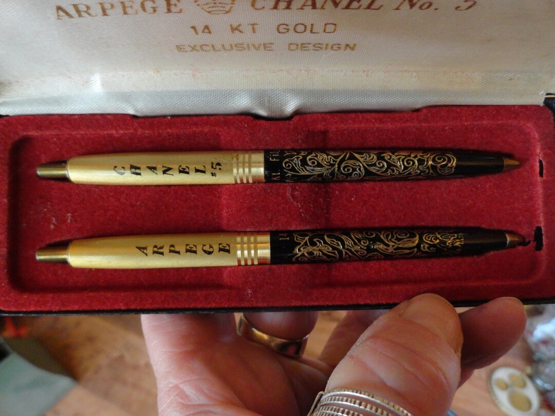 Vintage Arpege & Chanel No. 5 Scented Pens 14kt Gold Filigree Pens ...