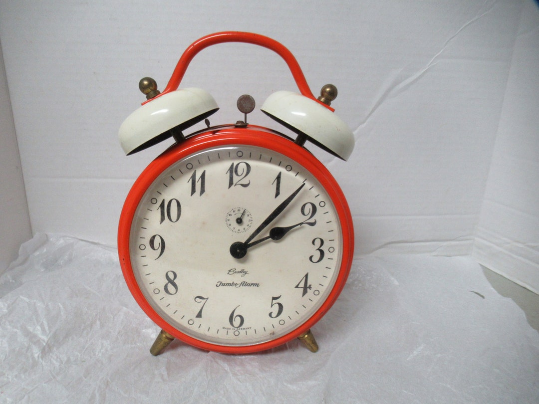 Vintage Large Bradley Orange White & Gold Metal Working Jumbo Alarm ...