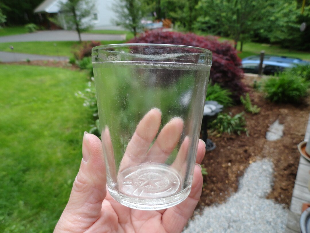 Antique Horsehoe & Star Bottom Clear Glass Jar Mustard Jam Jelly Coffee ...