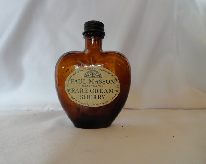 Vintage Paul Masson Brown Mini Glass Bottle Nipper Rare Cream Sherry ...