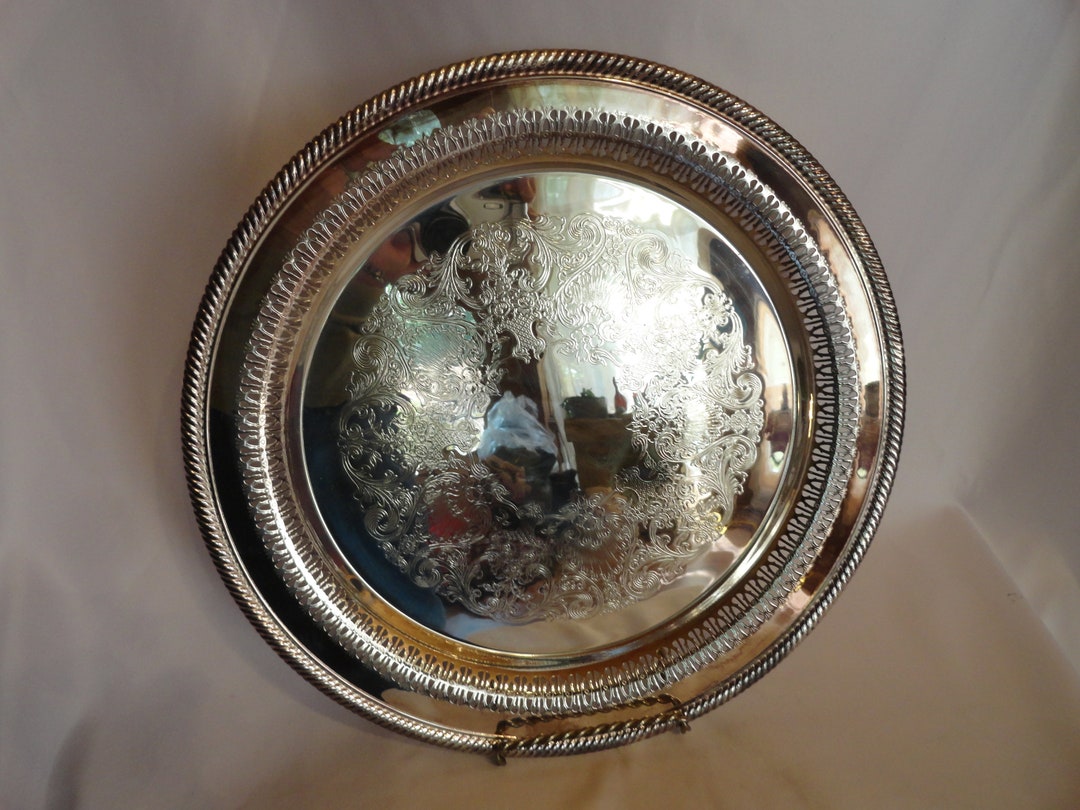 Vintage International Silver Co. Round Silver Plate Round Platter Metal ...