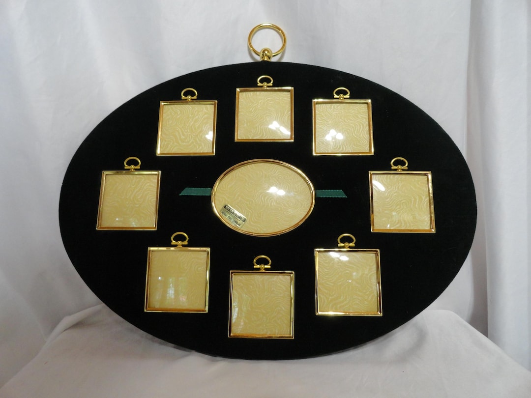 Vintage J. Levi Green Velvet & 24kt Gold Plate Picture Frame 9 Photo ...