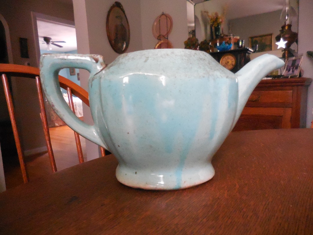 Vintage Gonder Robin's Egg Blue & Brown Speckled Teapot No Lid One Chip ...