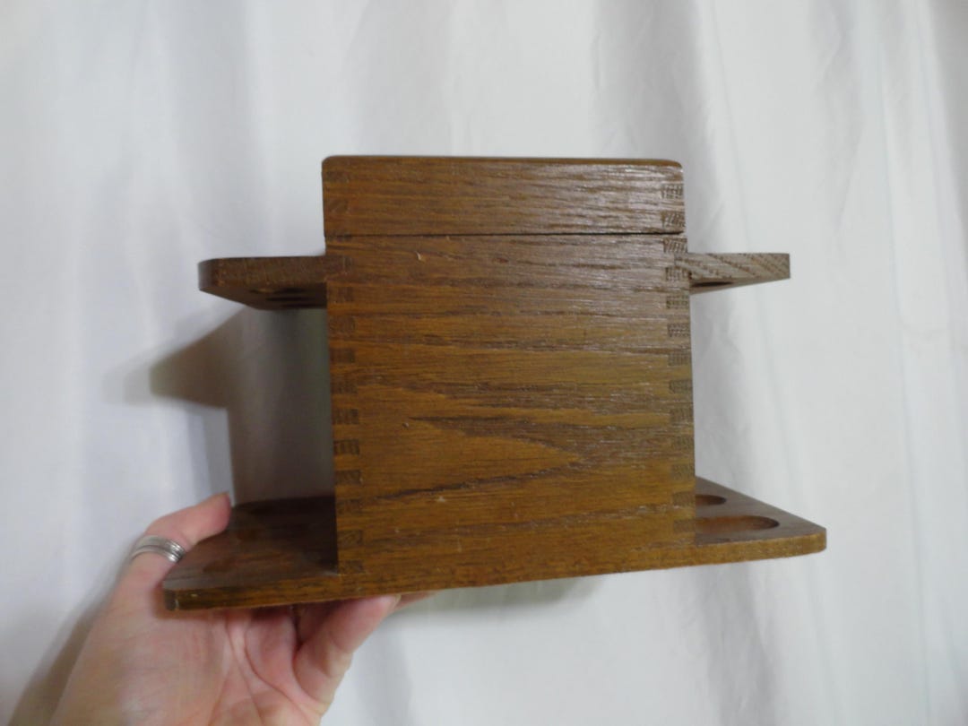Vintage Oak Wood Pipe Stand Holder Finger Jointed 6 Pipe Stand ...