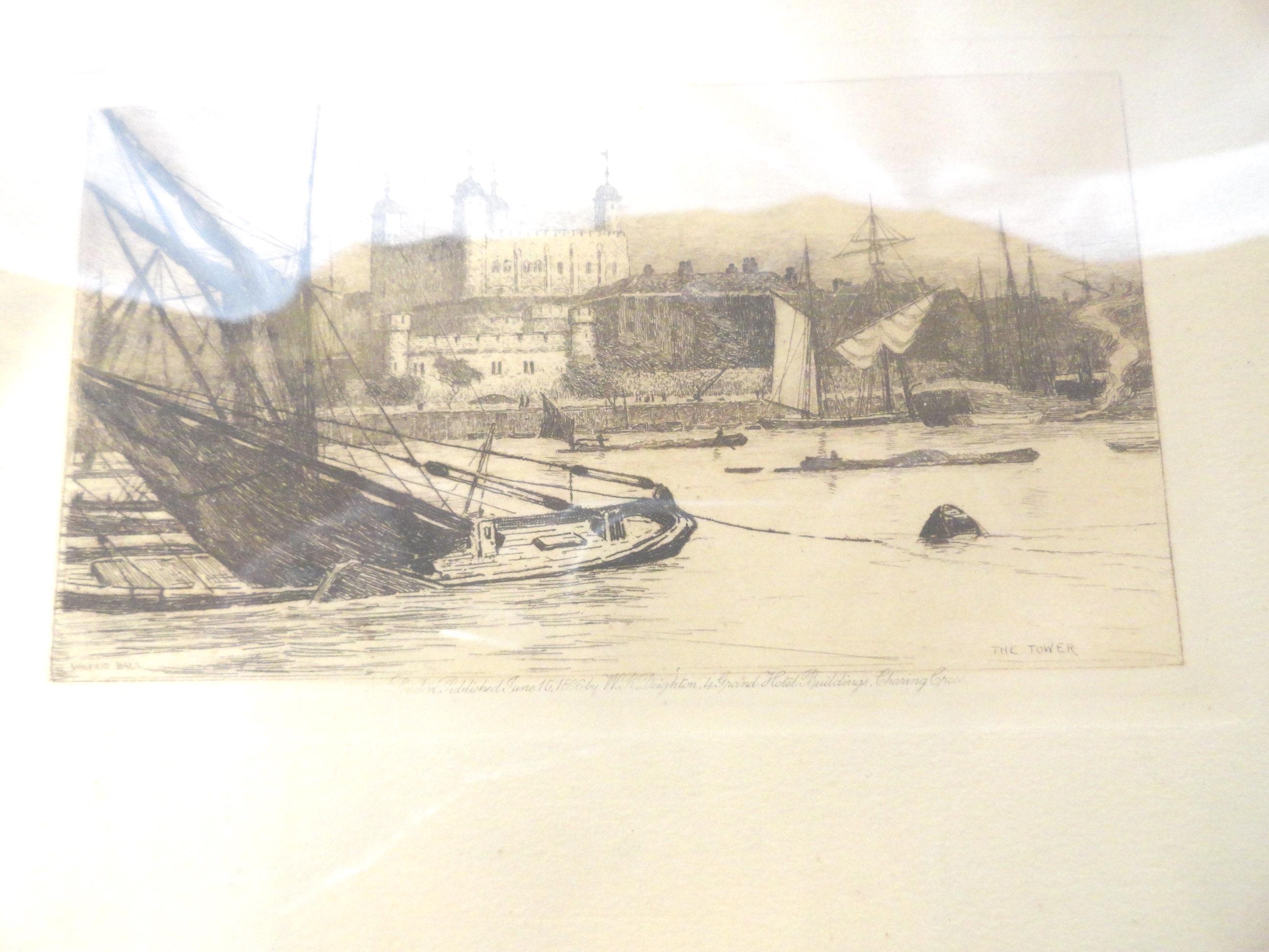 Antique the Tower by Wilfrid Ball Etching Wall Decor, Charing Cross ...