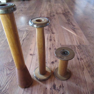 Antique Wooden & Metal Textile Thread Spool Candleholder Repurpose ...
