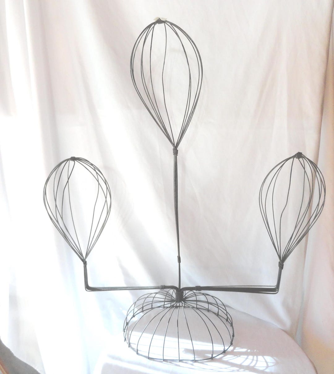 Vintage Wire Hat Stand Triple Display Self Standing Craft Fairs Shows ...