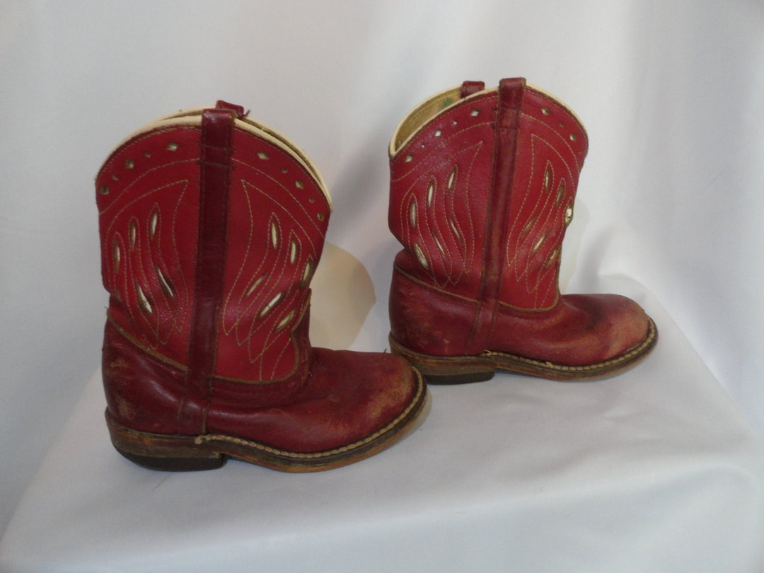 Vintage B.F. Goodrich Little Boys Cowboy Boots Red & White Inlay ...