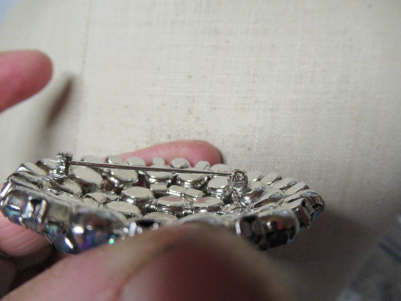 Vintage Blue Rhinestone Pin Iridescent Large Pronged … - Gem