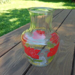 Vintage 1950s to 1960s Clear Glass Beverage Carafe Red Rose - Etsy