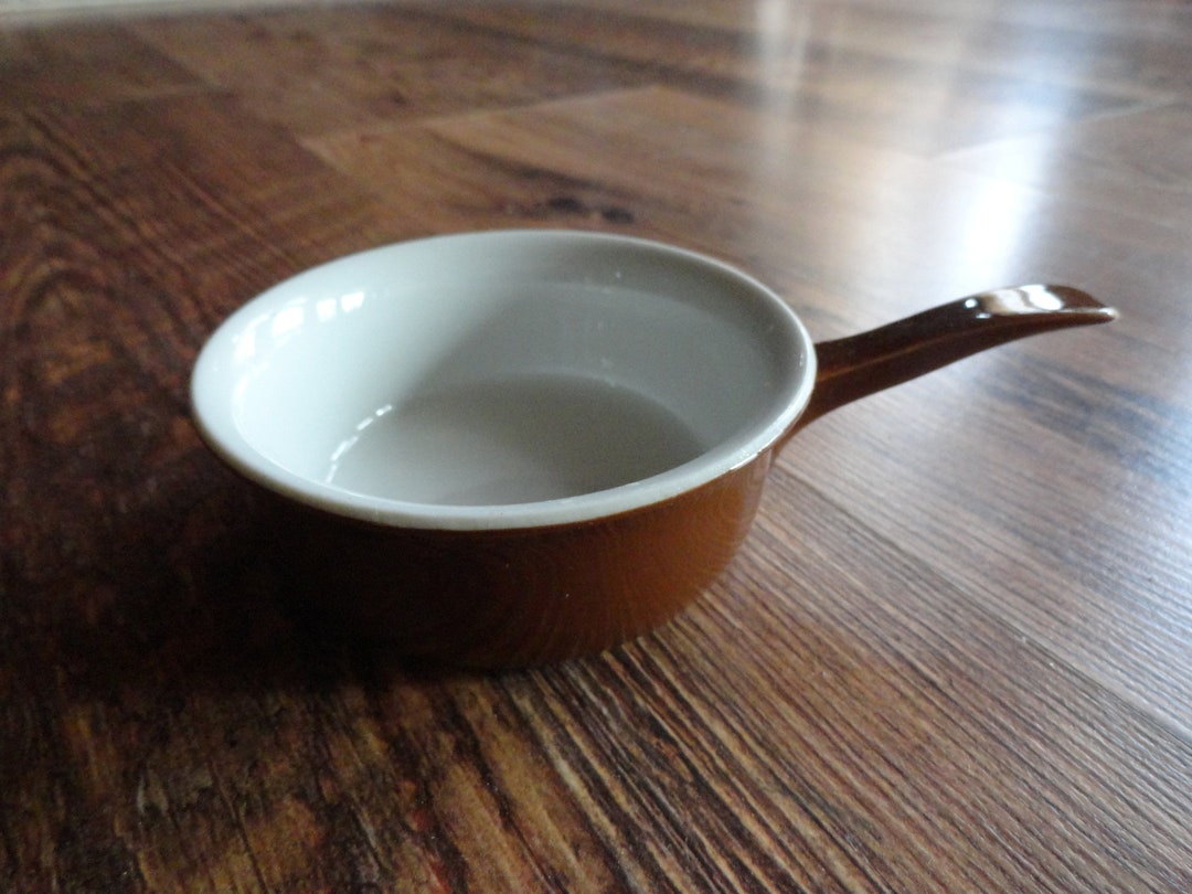 Vintage Hall Pottery Rare Pair of 2 Brown & White Custard or Ramekin ...