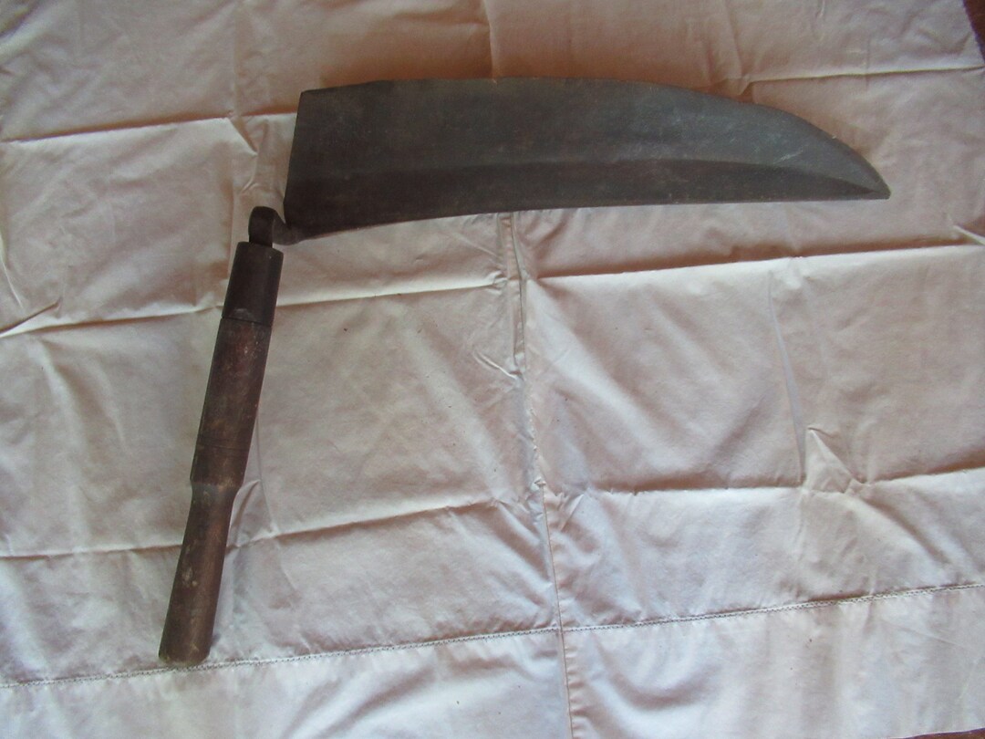 Antique Hay Knife Tool Primitive Farming Rusty Wood Handle Display Hand ...