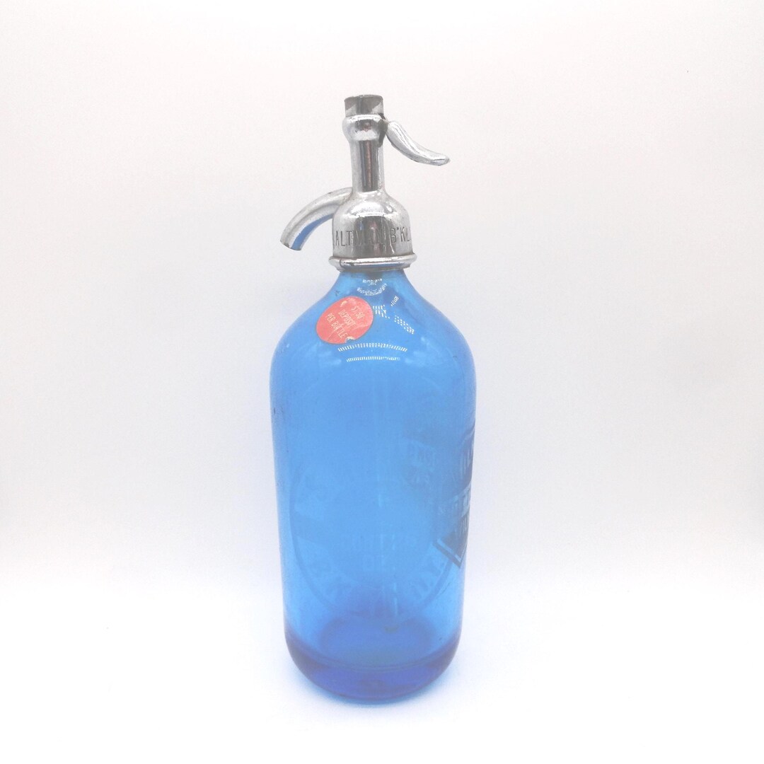 Vintage Blue Glass Seltzer Bottle, 1930s Barware, Made in Bohemia - Etsy