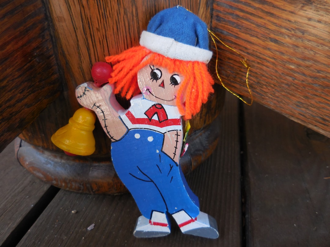 Vintage Raggedy Andy Christmas Ornament Painted Wood Kurt S. Adler, Inc ...