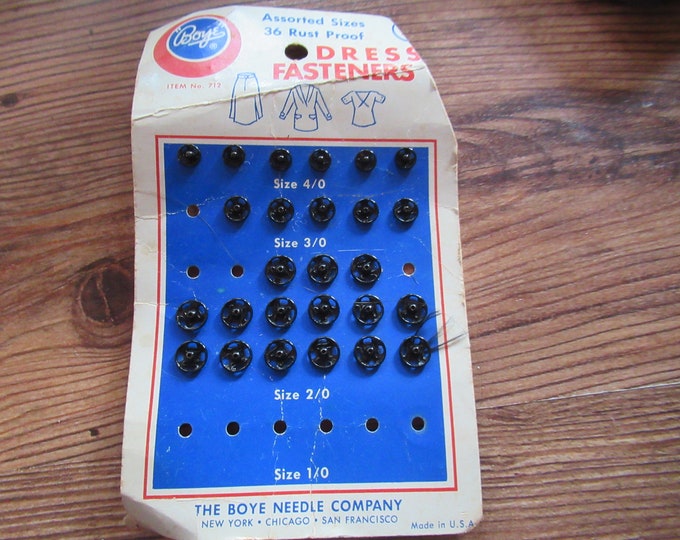 Vintage Boye Needle Co. Black Snaps Assorted Sewing Notions 1940s to ...