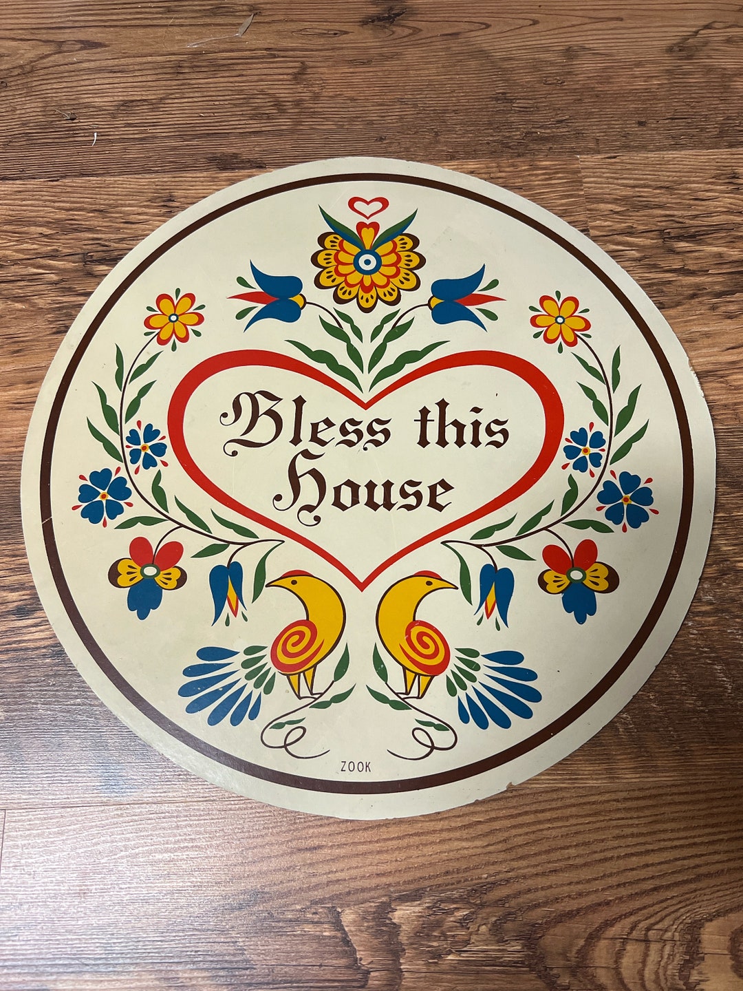 Vintage Zook Hex Round Sign Bless This House Wall Hanging Barn, Shed ...