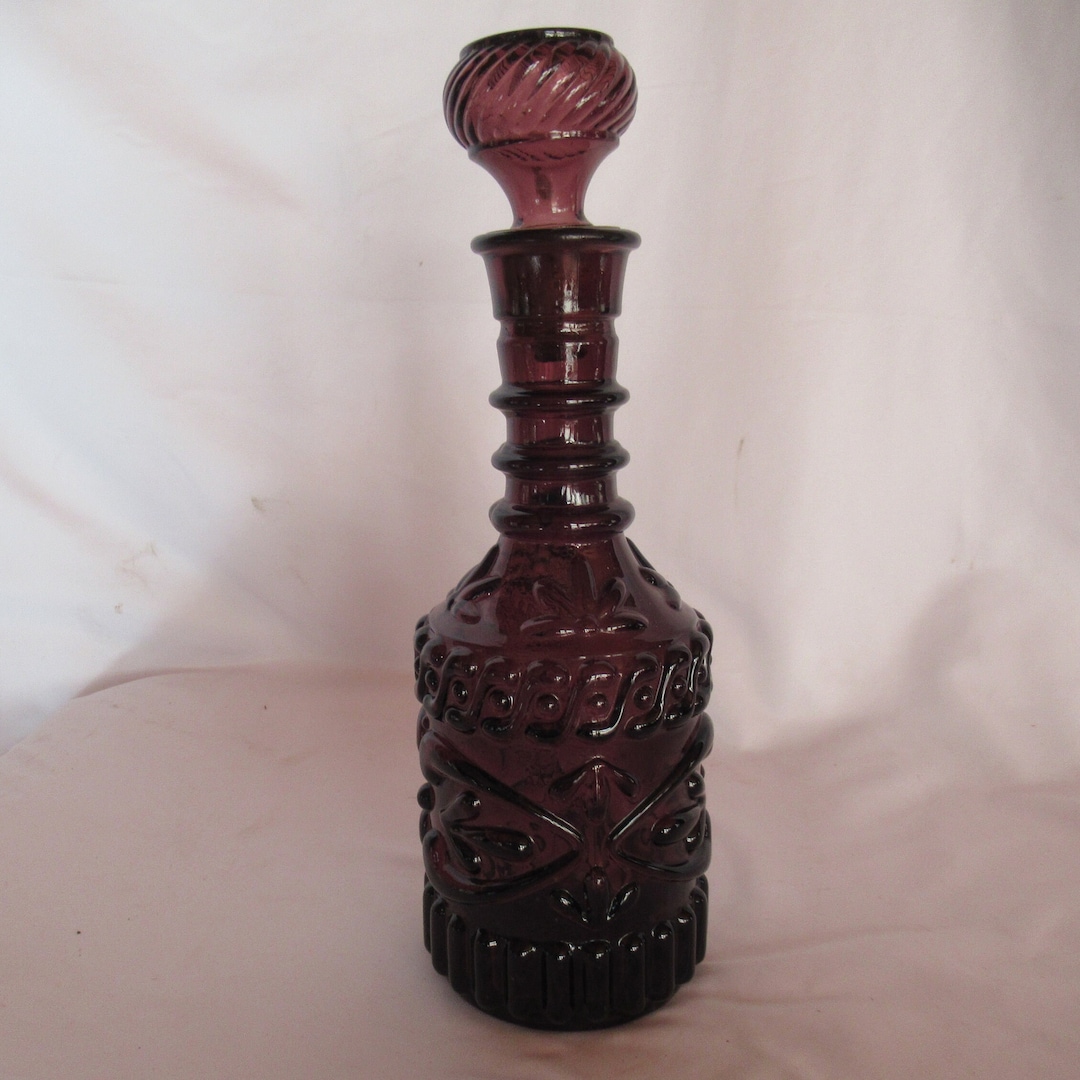 Vintage Jim Beam Purple Glass Decanter Liquor Amethyst Embossed Design ...