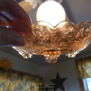 Vintage Floragold Pattern Carnival Glass Candy Nut Dish Small Oval ...