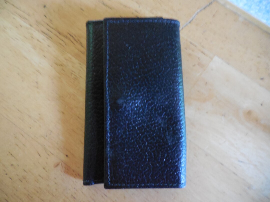 Vintage Unisex Mundi Black Key Holder Genuine Cowhide Leather Small ...