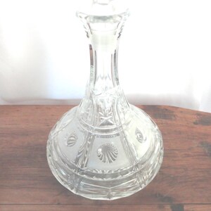 Vintage Clear Liquor Decanter Cut Clear Crystal Large Ship Like Fat ...