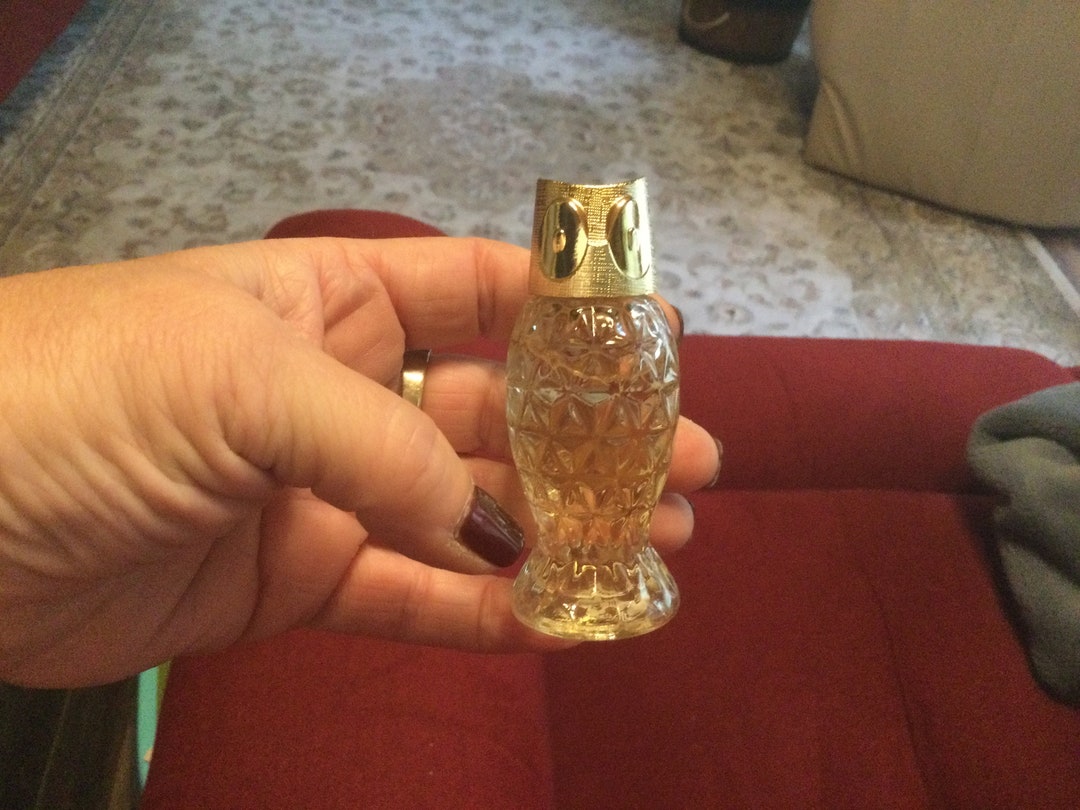 Vintage Girl's Avon Owl Tasha Ultra Cologne Clear Glass Gold Tone Head ...