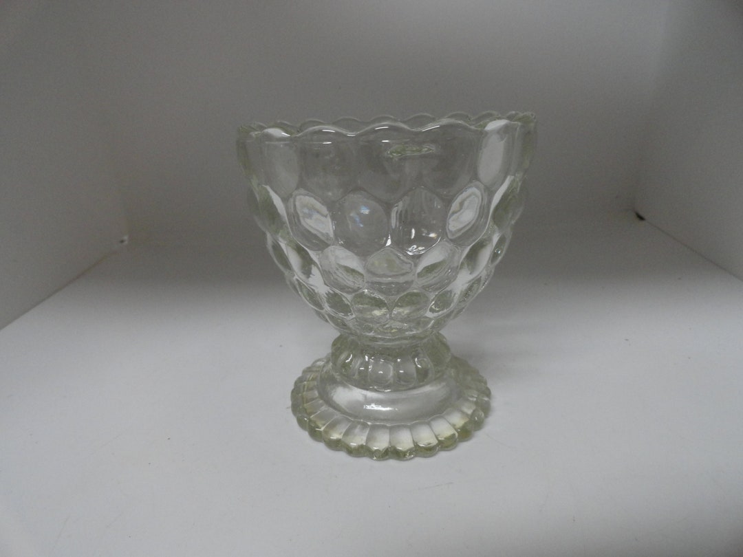 Vintage Avon Clear Pedestal Bubble Glass Candleholder Dessert Dish Egg ...