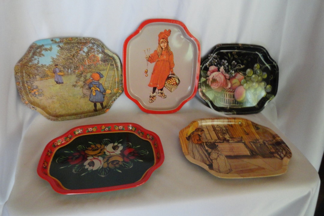 Vintage Small Metal Snack Tray Elite or Generic Metal Servingapple ...