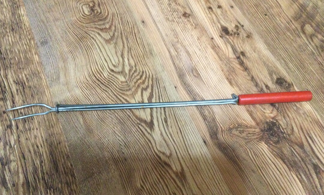 Vintage Hot Dog Extendable Fork Marshmallow Fork Red Wood Handle Fire ...
