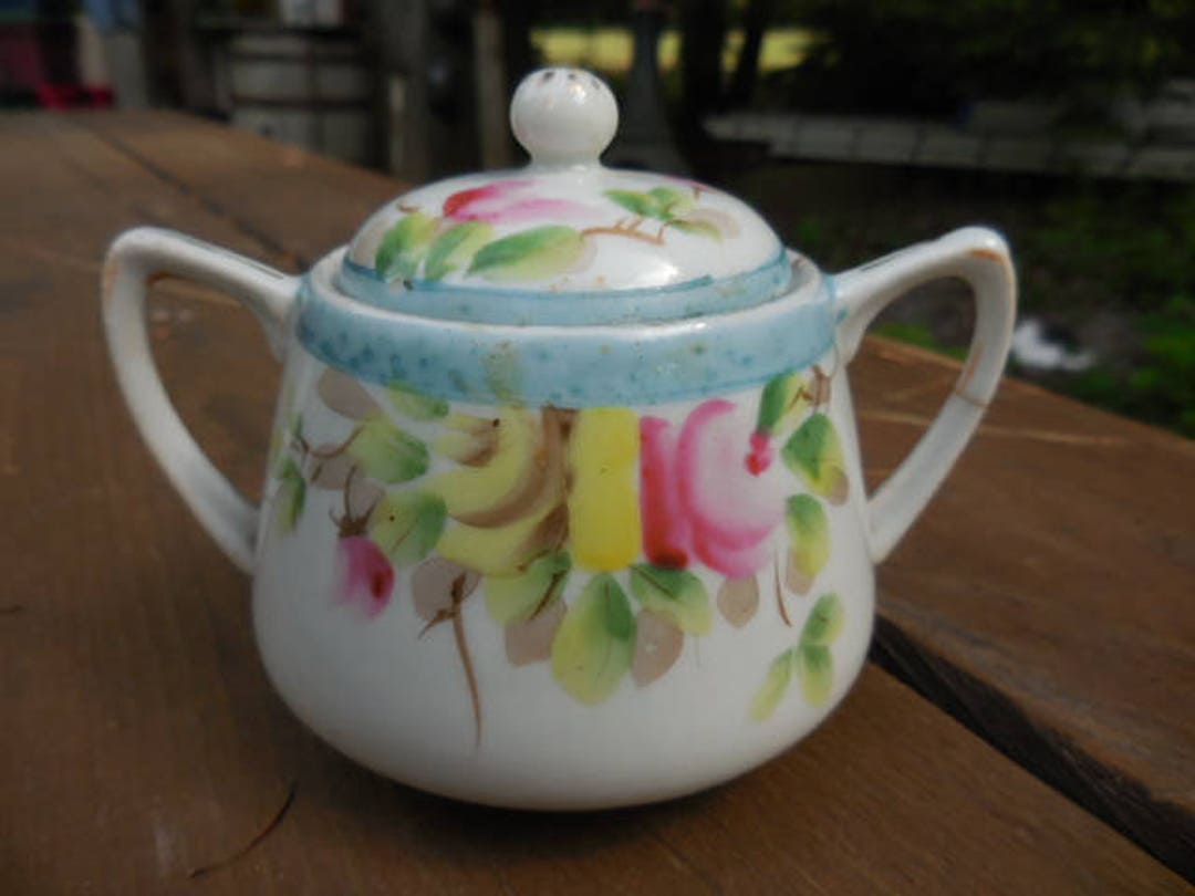 Antique Nippon Covered Sugar Dish "gloria" CLO Small Hand Painted Not ...