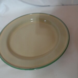 Vintage Cream & Light Green Enamel Plate Metal Round Luncheon Size ...
