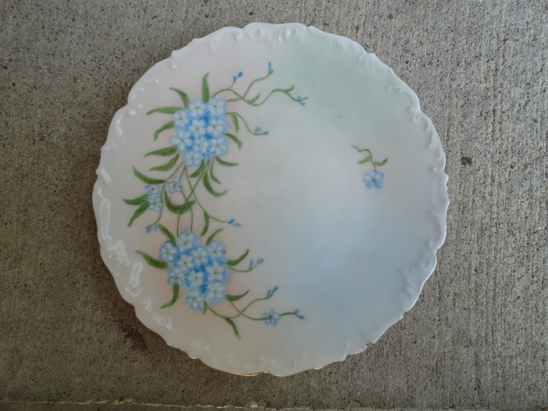Antique Limoges Forget Me Not Plate Depose France T&V Pink Blue Flowers ...