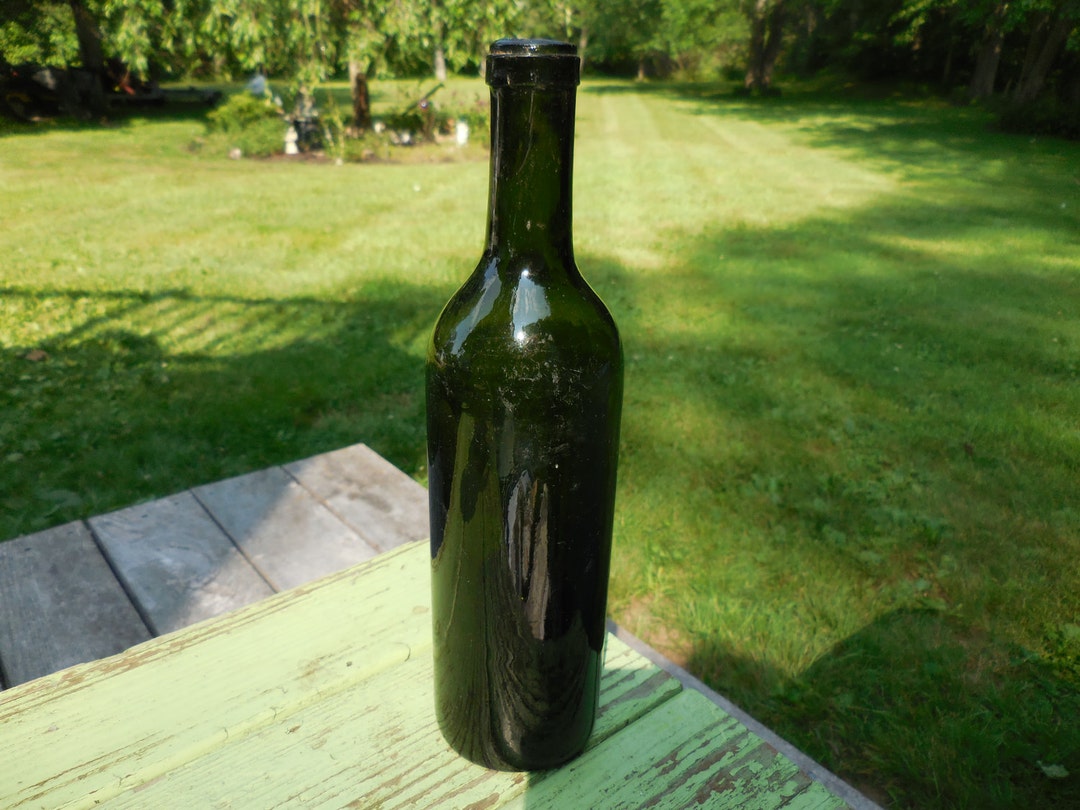 Antique Dark Green Bottle Deep Inward Bottom Tall Odd Unusual Push up ...