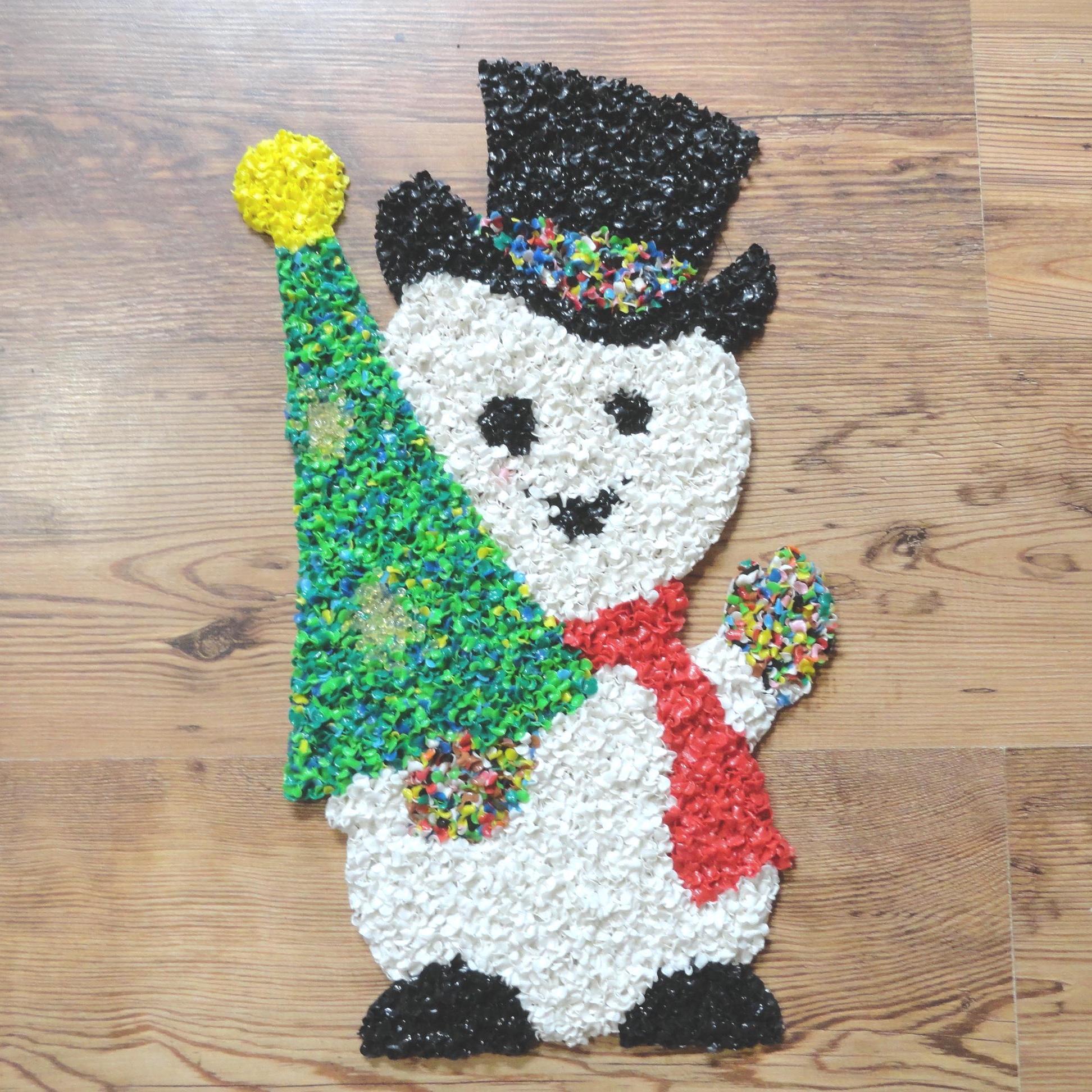 Vintage Popcorn Snowman, Plastic, Retro, Christmas Decor, Wall Hanging ...