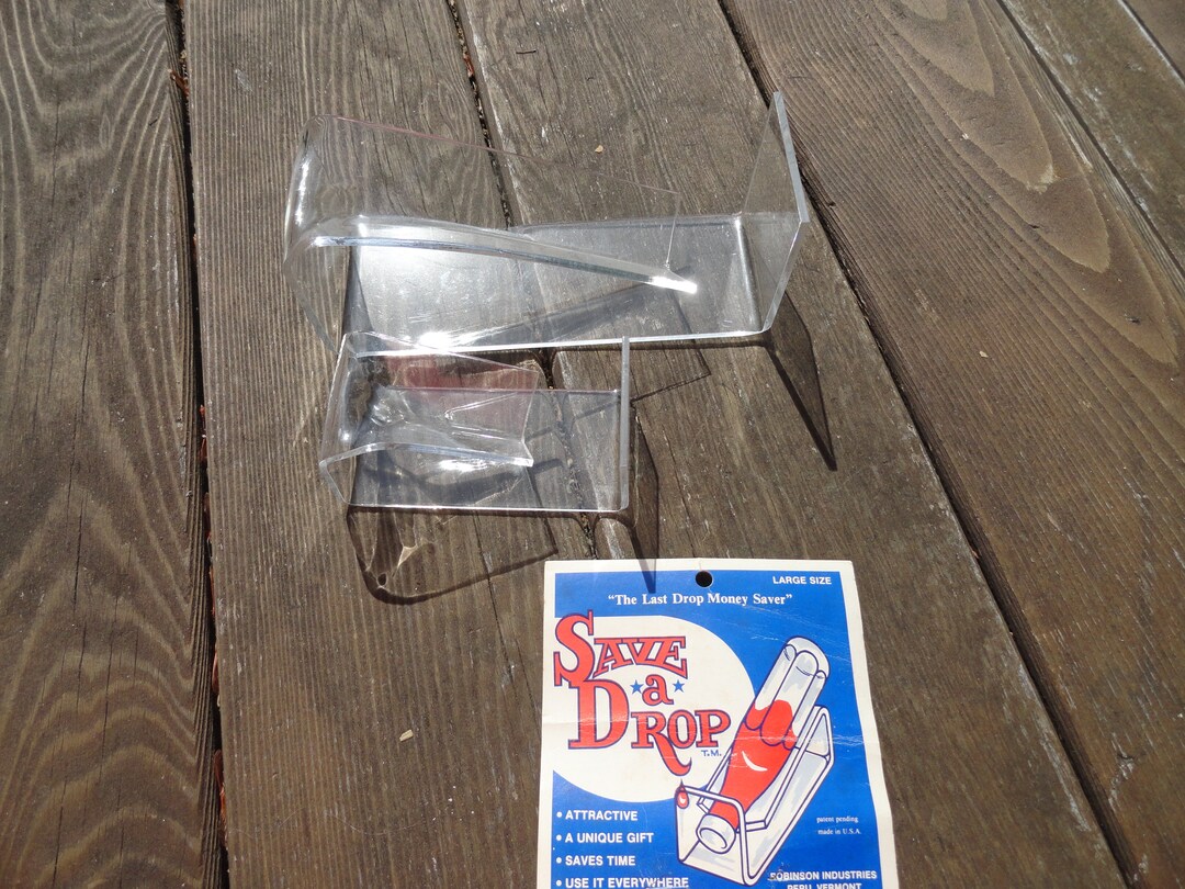 Vintage Angled Bottle Holder Stand Save a Drop Clear Plastic Kitchen ...