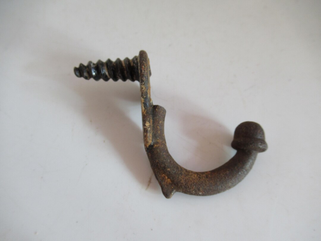 Vintage Rusty Broken Coat Hook Small Screw in Metal Repurpose Single ...