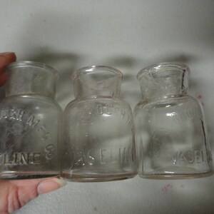 Antique Mouth Blown Vaseline Jar Cork Top Embossed Clear Glass ...
