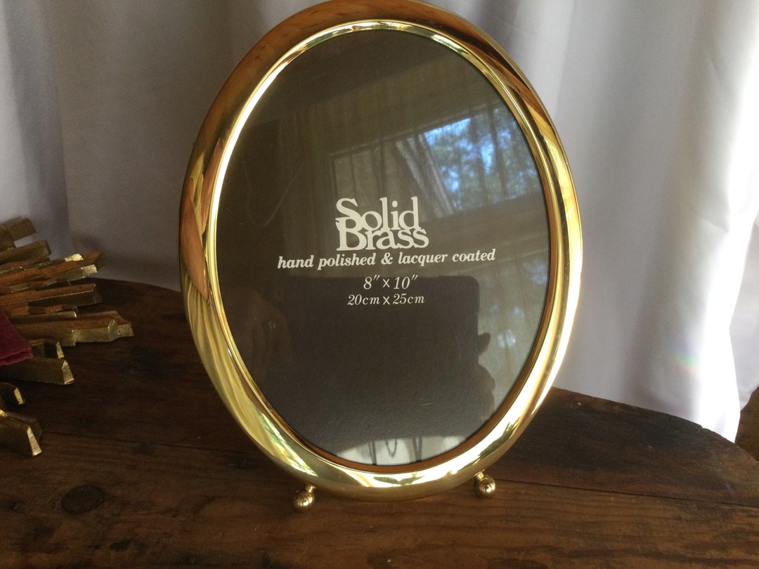 Vintage Oval Brass Picture Frame Gold Tone Metal Photo Frame Self ...