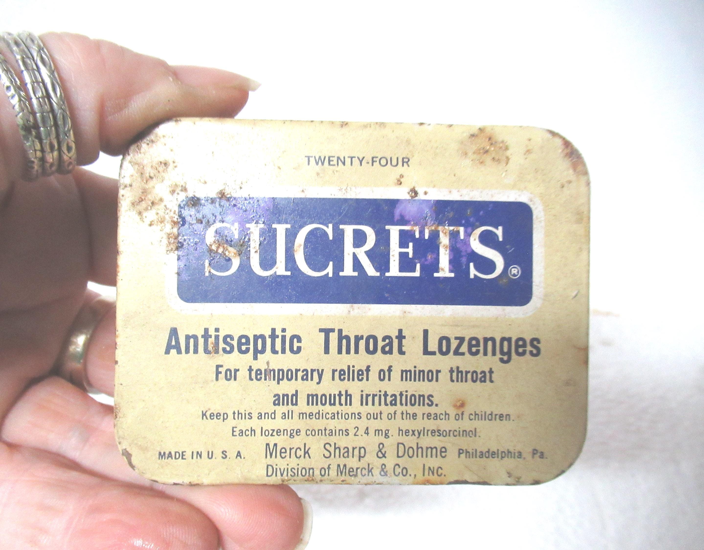 Vintage Sucrets Tin Gray & Blue Antiseptic Throat Lozenges Tin Small ...