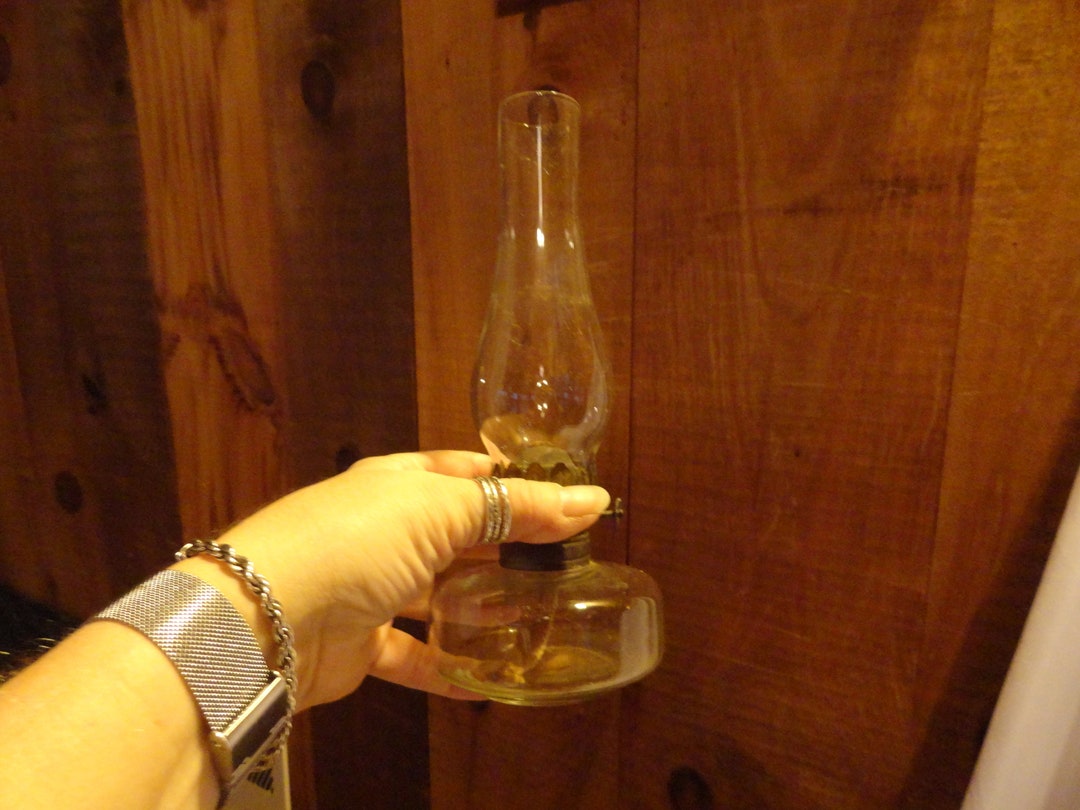 Antique Miniature Hurricane Oil Lamp Kerosene Mini Small Clear Glass ...