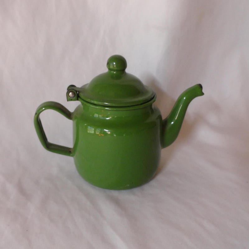 Green Enamel Teapot - Etsy