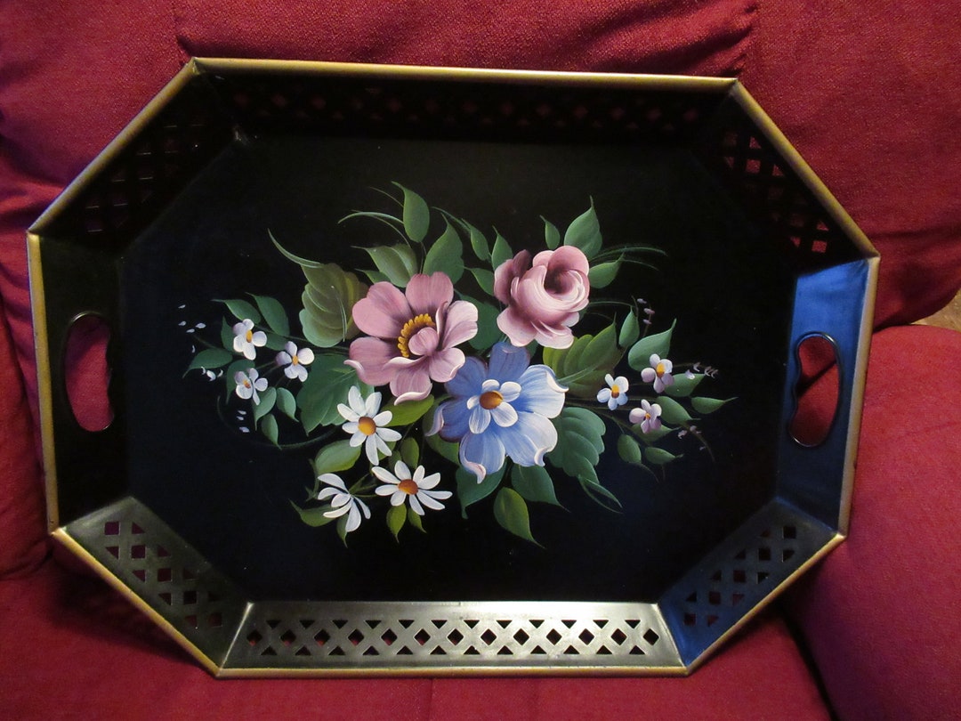Vintage Nash Co. Large Toleware Tray Decorative Metal Home Decor 1920s ...