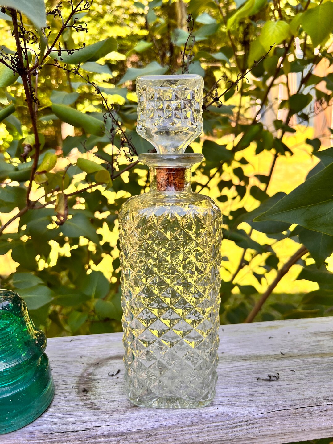 Vintage Clear Cut Square Alcohol Decanter & Stopper Booze Liquor 1950s ...