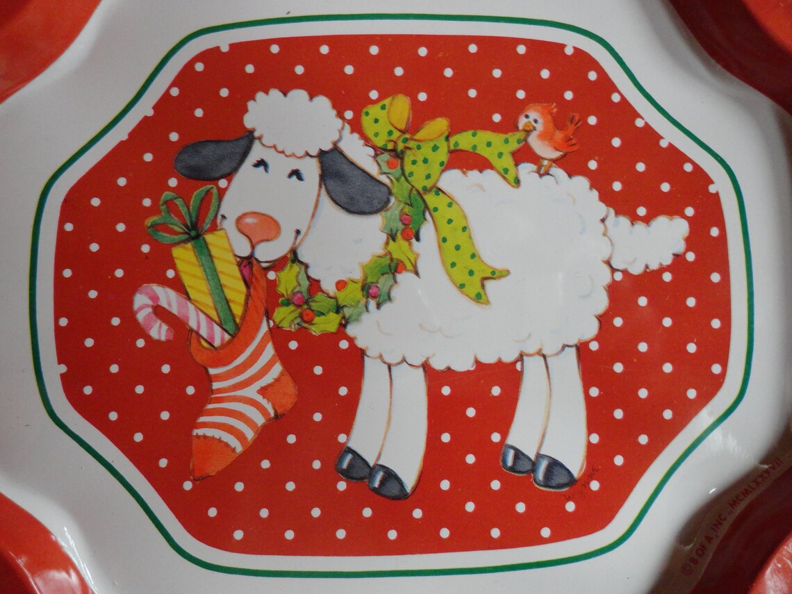 Vintage 1980s Metal Sheep Snack Trays NIB Red/ White Sheep - Etsy